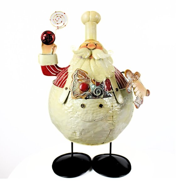 Vintage | Holiday | Santa Decoration Painted Hammered Metal Bouncing ...